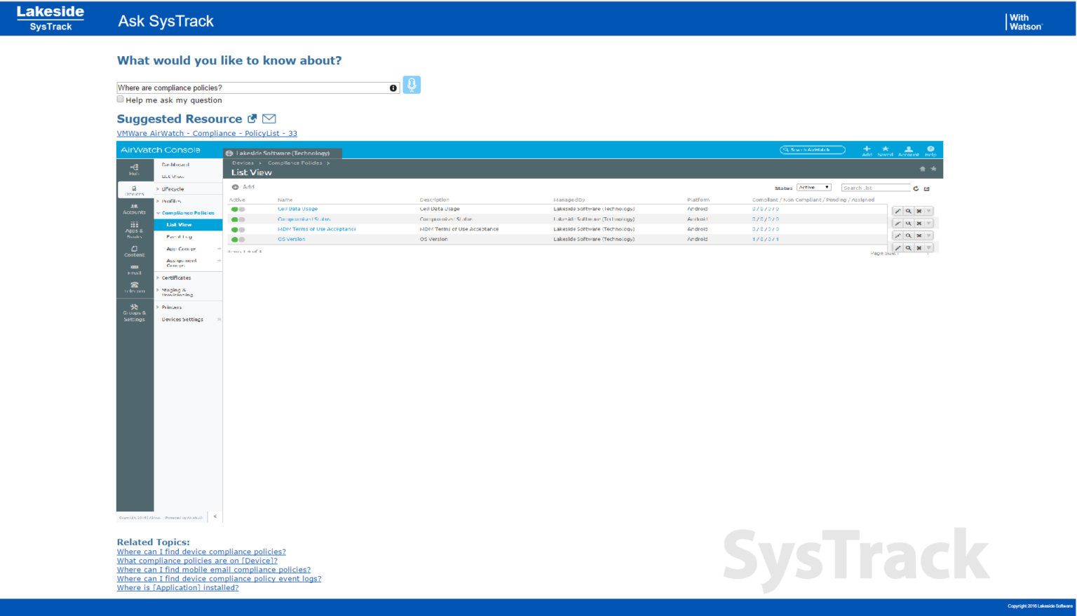 Greater data accessibility with Ask SysTrack for AirWatch | Lakeside